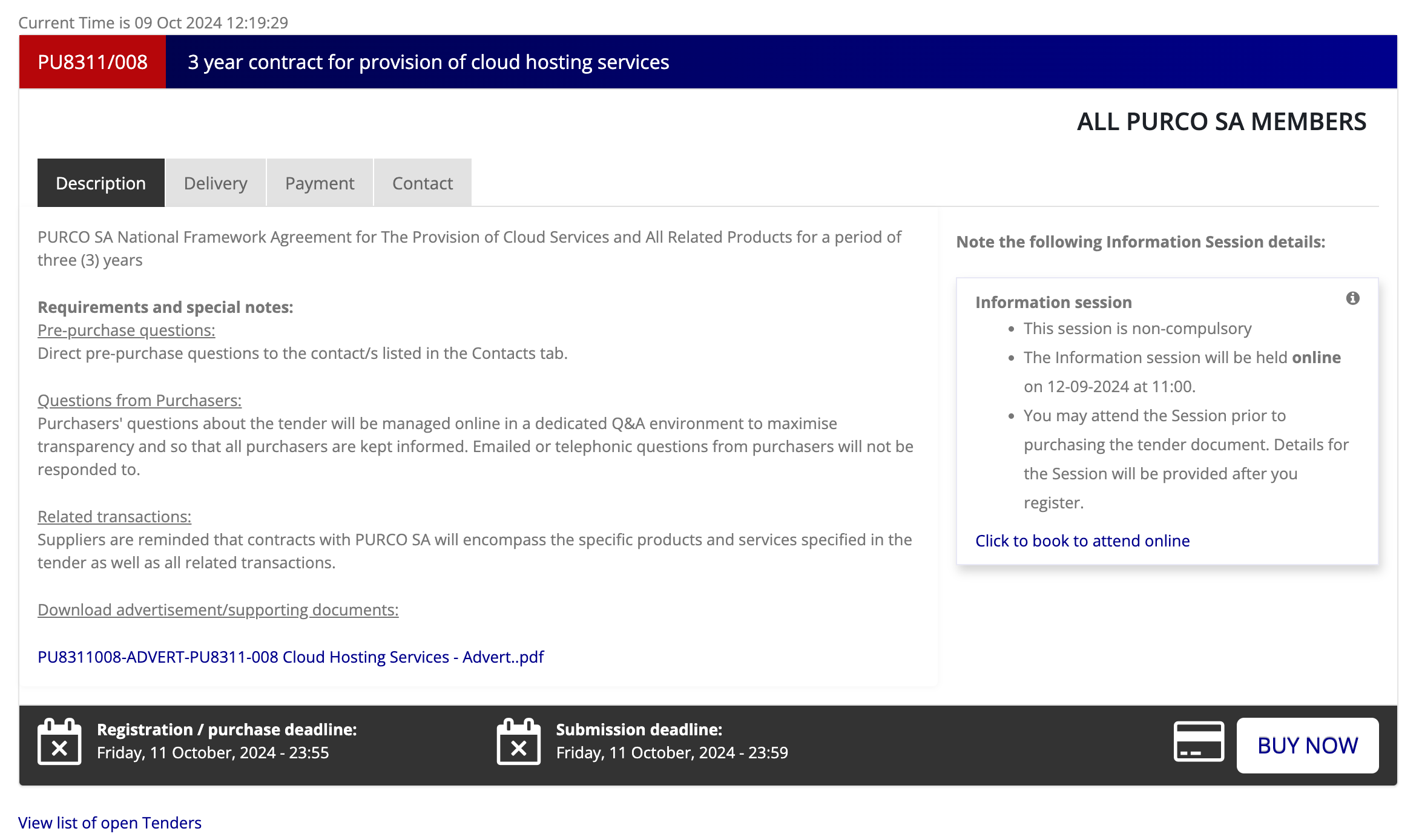 Tender Details | Purchasing Consortium for Higher Education